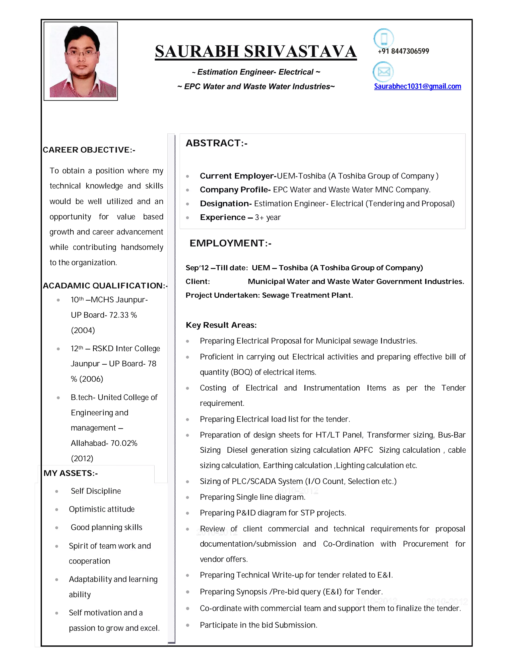 Estimation engineer electrical 3 year exp | PDF