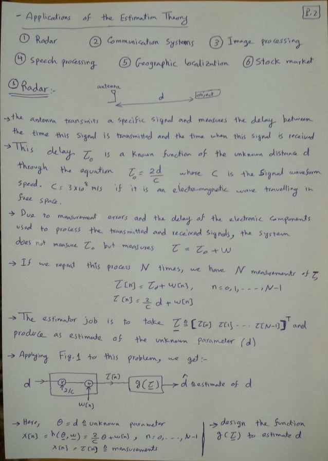 Estimation Theory Class (Handout 1) | PDF