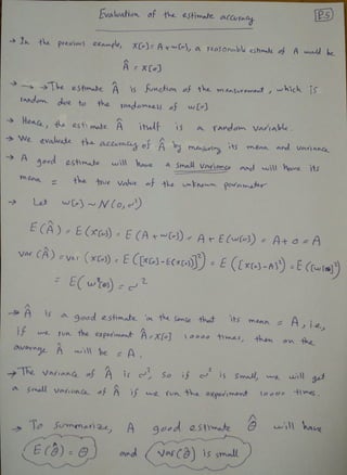 Estimation Theory Class (Handout 1) | PDF