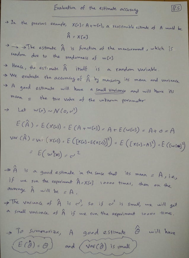 Estimation Theory Class (Handout 1) | PDF
