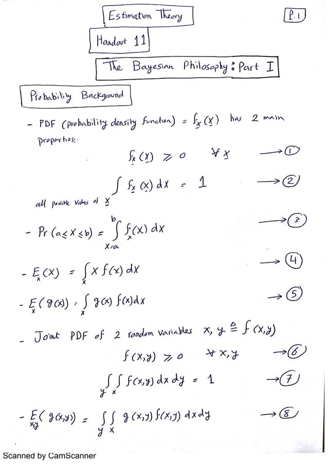 Estimation Theory Class (Handout 11) | PDF