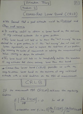 Estimation Theory Class (Handout 2) | PDF