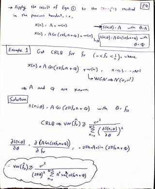 Estimation Theory Class (Handout 3) | PDF