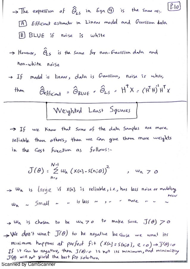Estimation Theory Class (Handout 8)