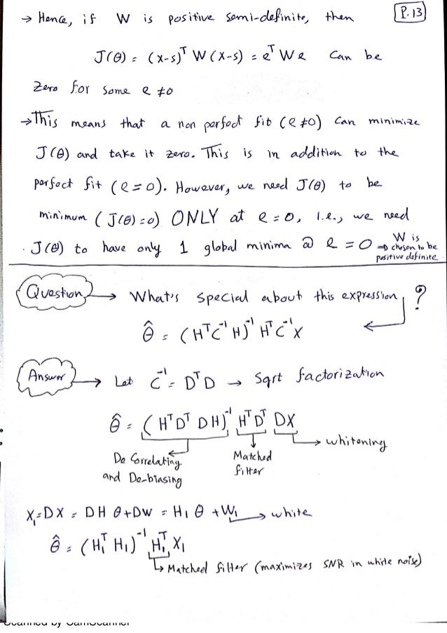 Estimation Theory Class (Handout 8)