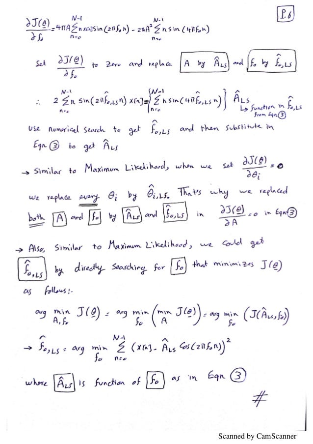 Estimation Theory Class (Handout 8)