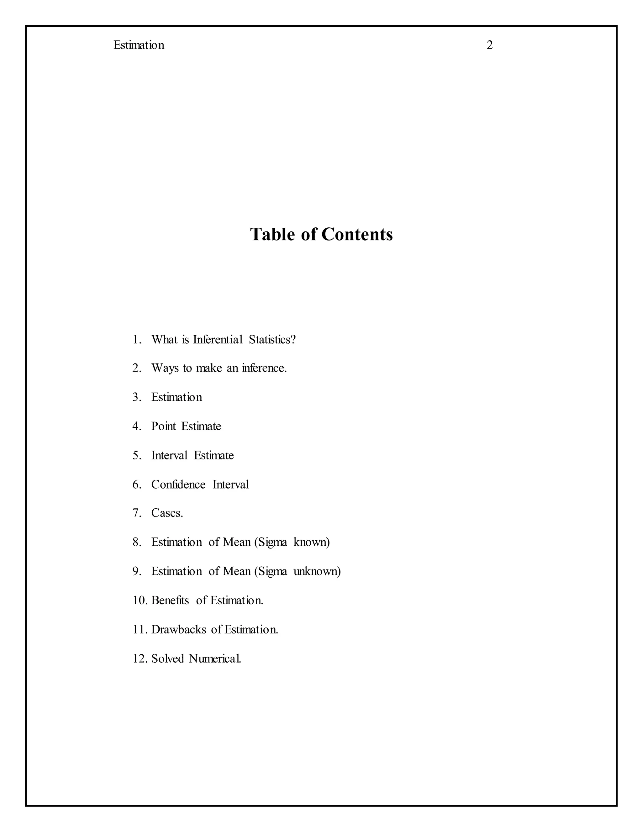 Estimation in statistics | DOCX