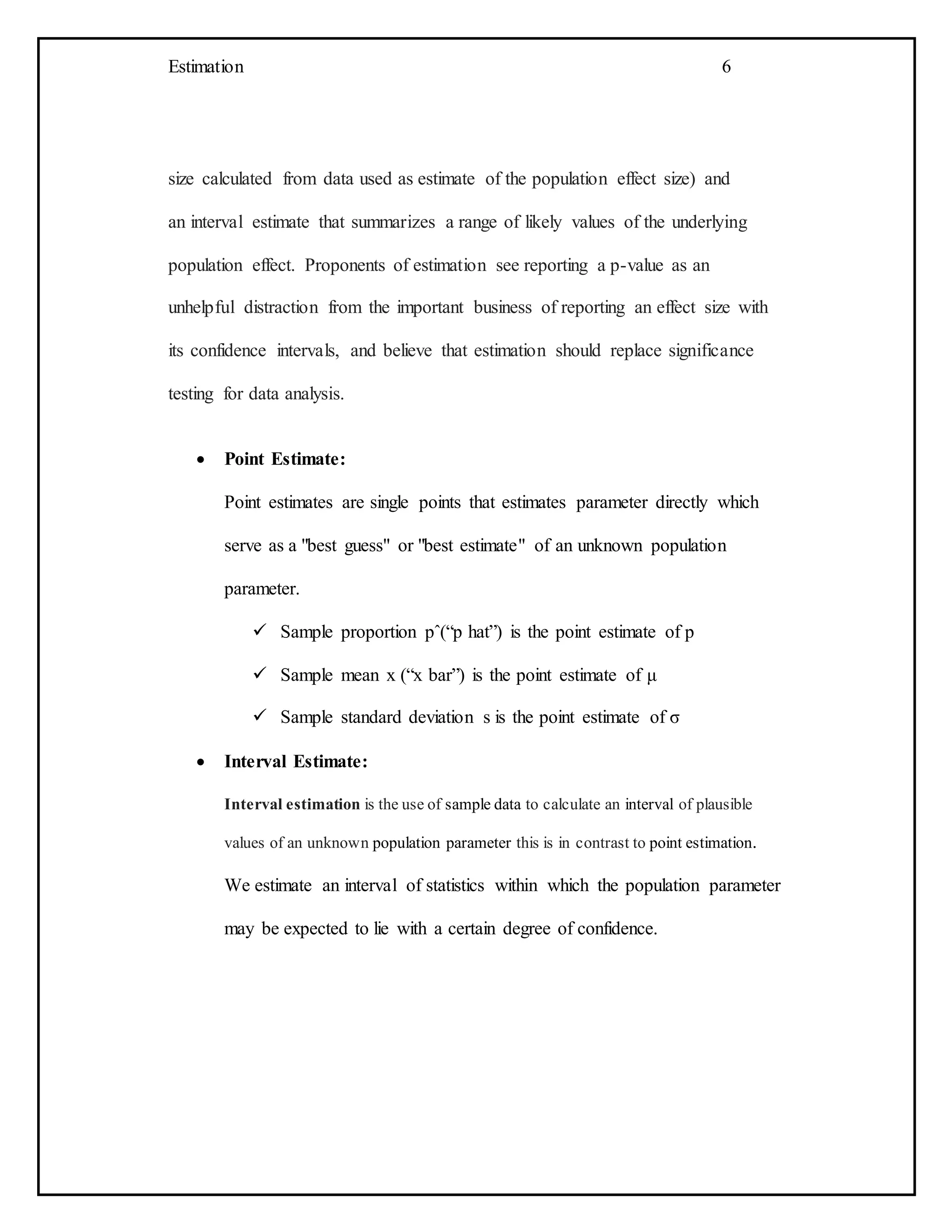Estimation in statistics | DOCX