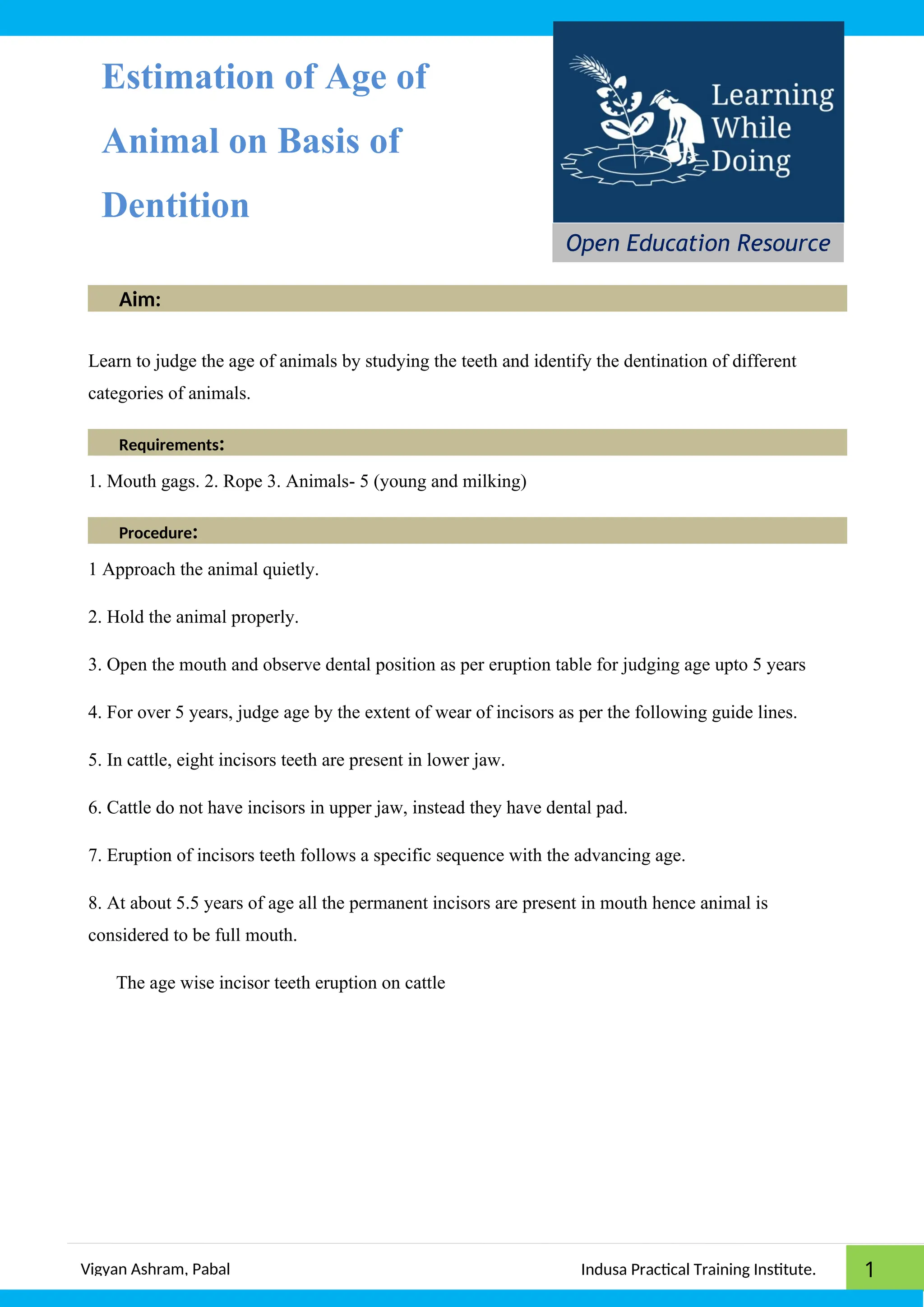 Estimation of Age of Animal on Basis of Dentition.docx