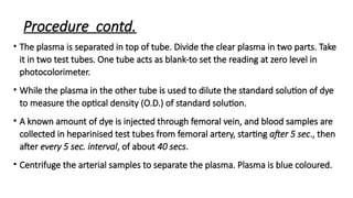 Estimation of blood volume by dye dilution method.pptx