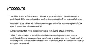Estimation of blood volume by dye dilution method.pptx
