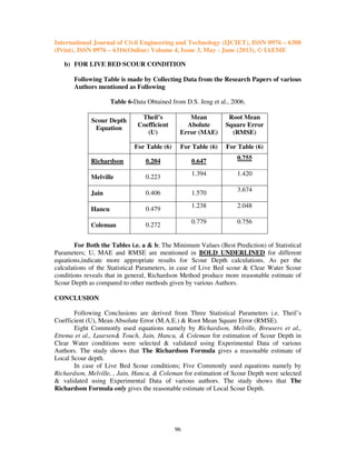Estimation of bridge pier scour for clear water & live bed scour condition | PDF