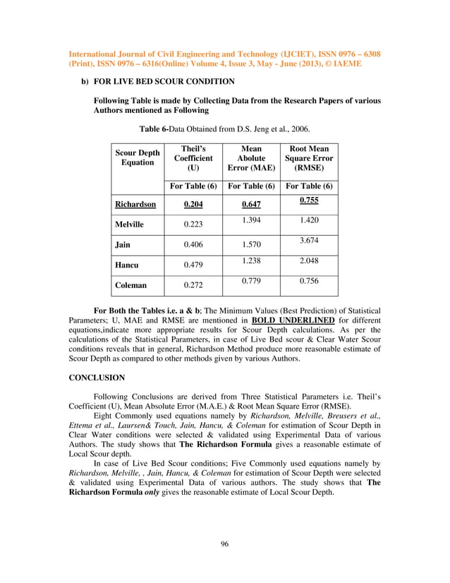 Estimation Of Bridge Pier Scour For Clear Water And Live Bed Scour Condition Pdf