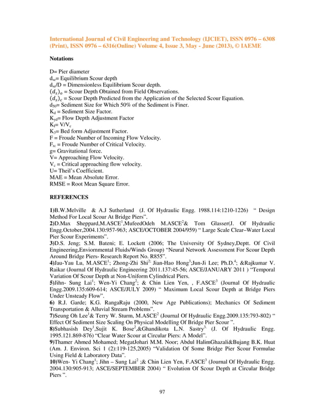 Estimation Of Bridge Pier Scour For Clear Water And Live Bed Scour Condition Pdf