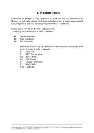 Estimation of bridges and automations copy | DOC | Civil Engineering ...