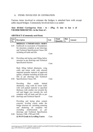 Estimation of bridges and automations copy | DOC | Civil Engineering ...