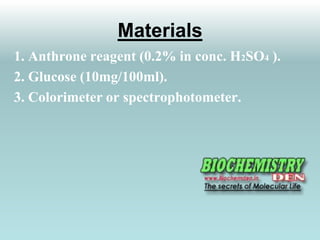 Estimation of Carbohydrates by anthrone method | PPTX