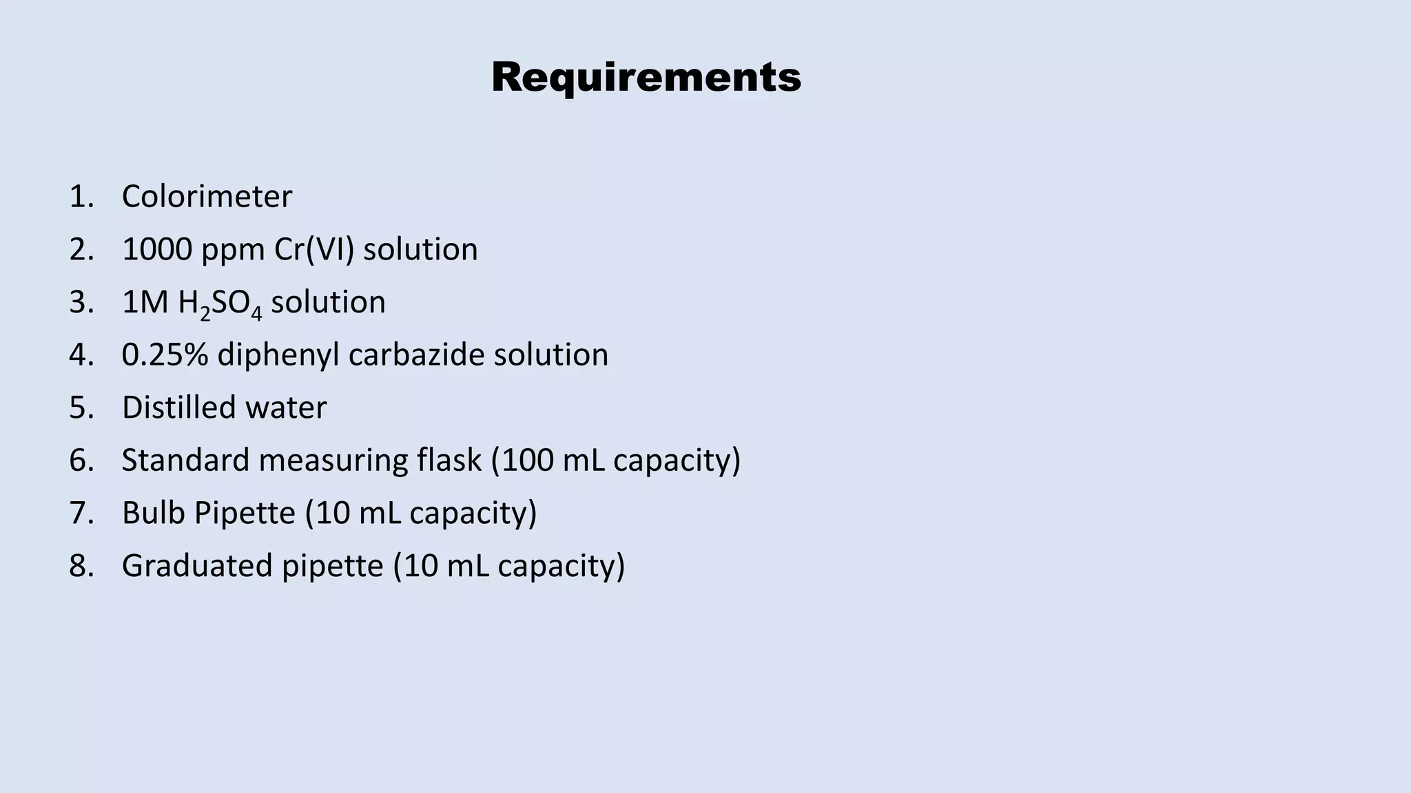 Estimation of chromium (vi) by spectrophotometric method | PPTX