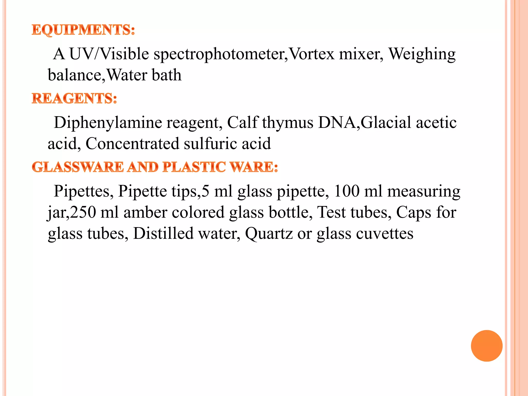Estimation of dna by diphenylamine method | PPTX