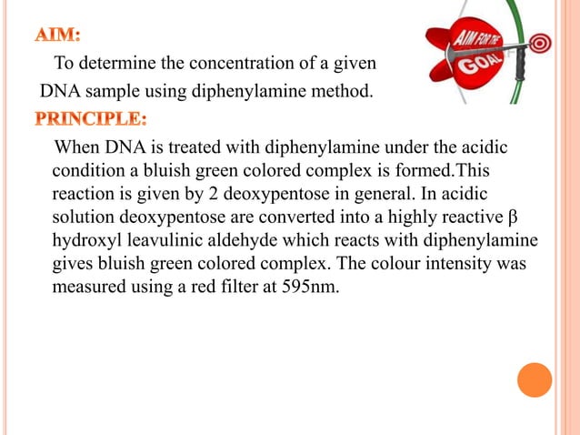 Estimation of dna by diphenylamine method | PPTX | Chemistry | Science
