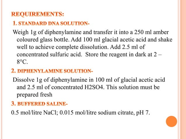 Estimation of dna by diphenylamine method | PPTX | Chemistry | Science