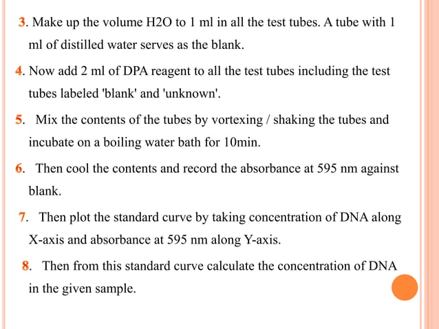 Estimation of dna by diphenylamine method | PPTX | Chemistry | Science