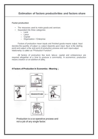 Estimation of factors productivities and factors share | DOCX