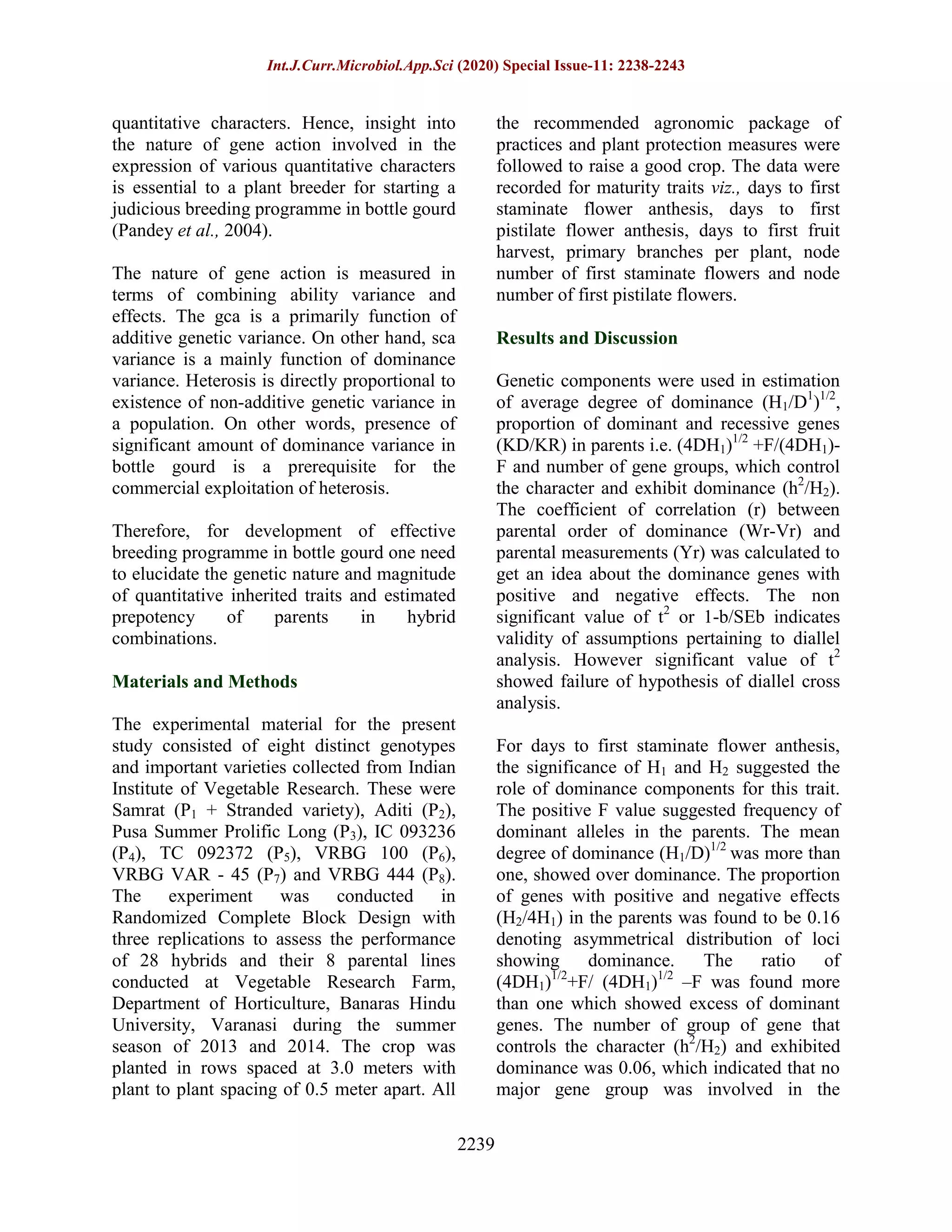 Estimation of genetic variation for maturity traits in eight genotypes ...