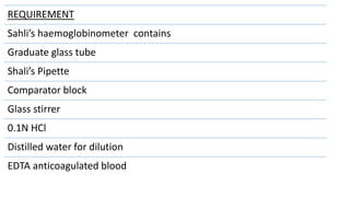 Estimation of haemoglobin | PPTX