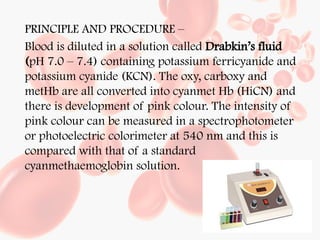 PRESENTATION ON ESTIMATION OF HAEMOGLOBIN | PPTX