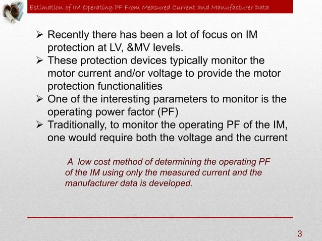 Estimation Of Induction Motor Operating Power Factor Ppt