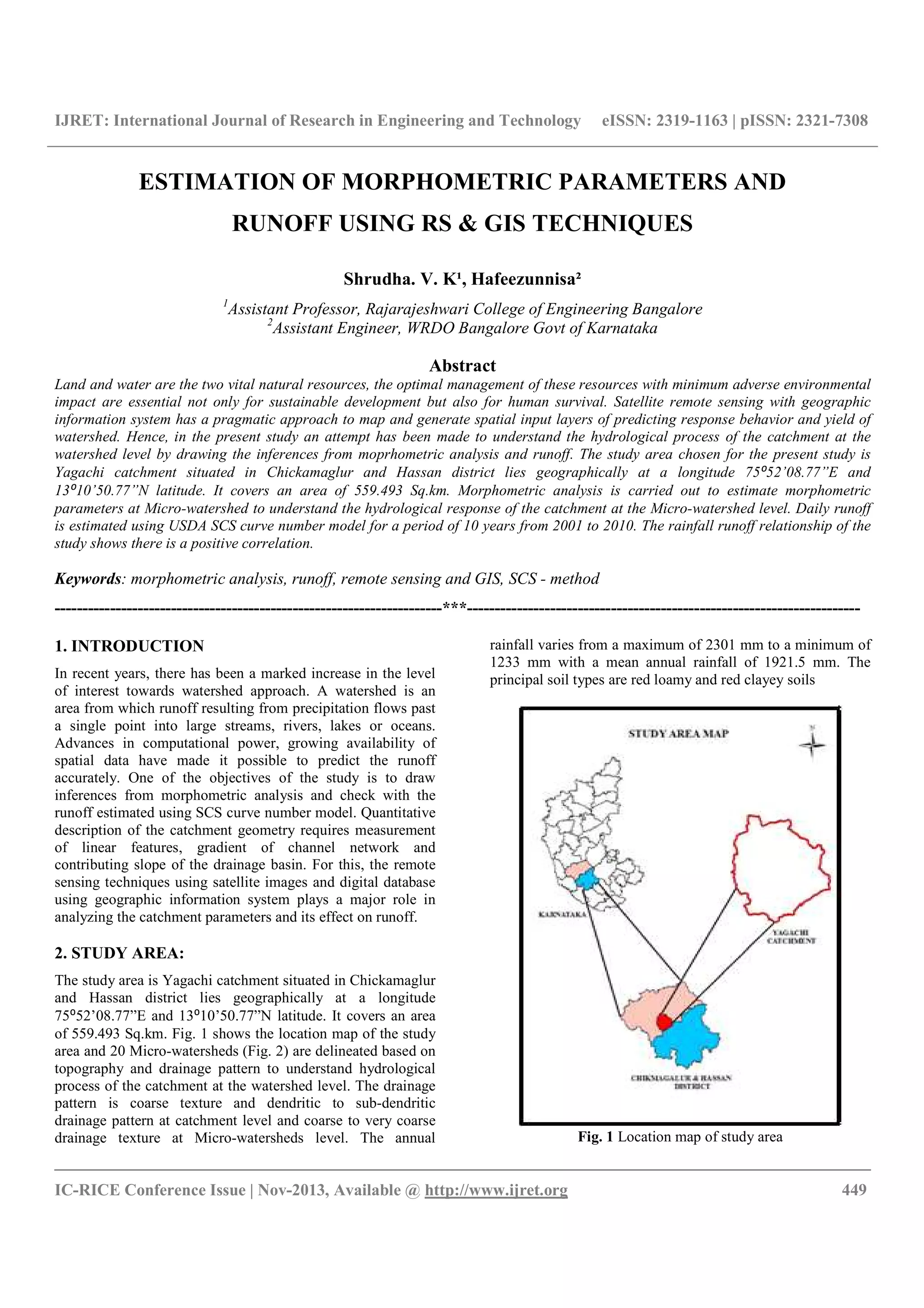 Estimation Of Morphometric Parameters And Pdf