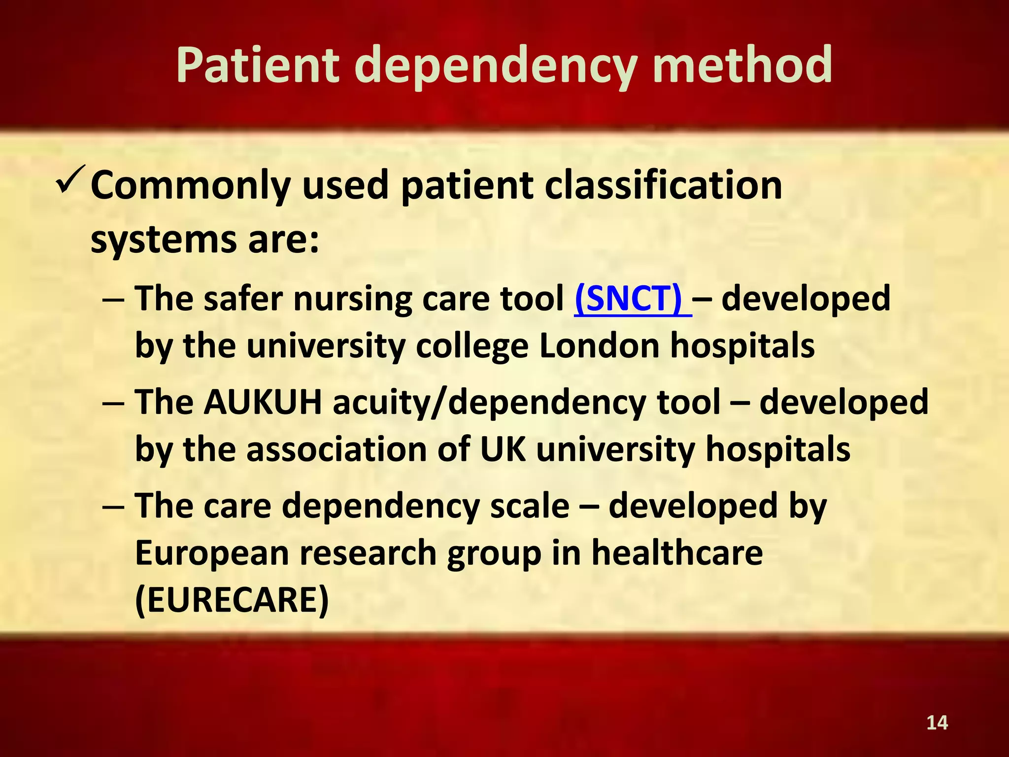Estimation of nursing staff requirement – activity analysis | PPTX
