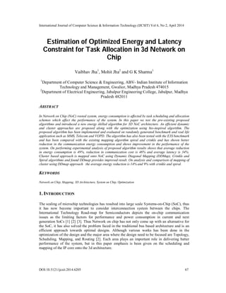 Estimation of Optimized Energy and Latency Constraint for Task Allocation in 3d Network on Chip ...