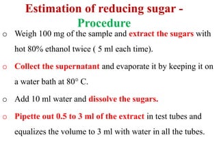 Estimation of reducing and non reducing sugar | PPTX