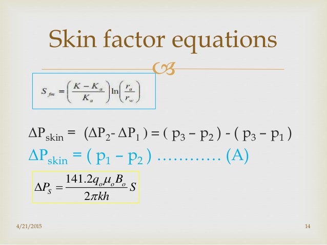 Estimation of skin factor by using pressure transient
