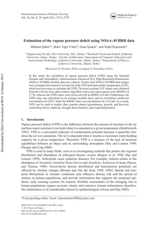Estimation of the vapour pressure deficit using noaa avhrr data | PDF
