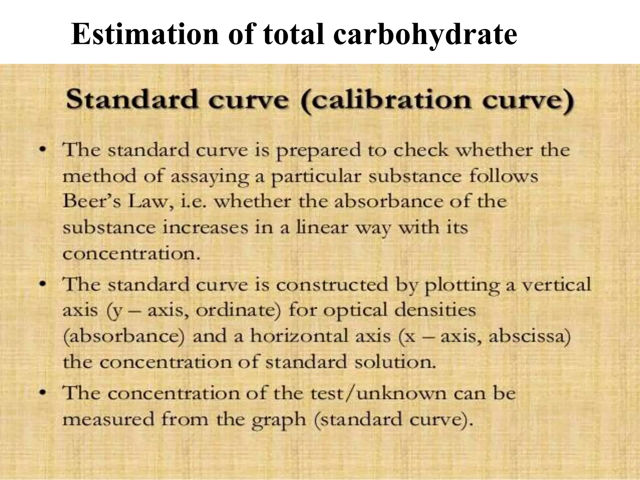 Estimation of total carbohydrate | PPTX
