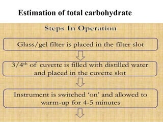 Estimation of total carbohydrate | PPTX