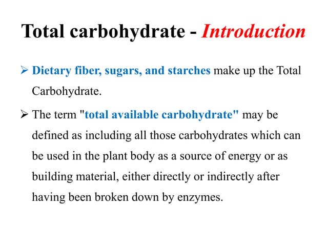 Estimation of total carbohydrate | PPTX