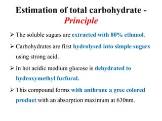 Estimation of total carbohydrate | PPTX