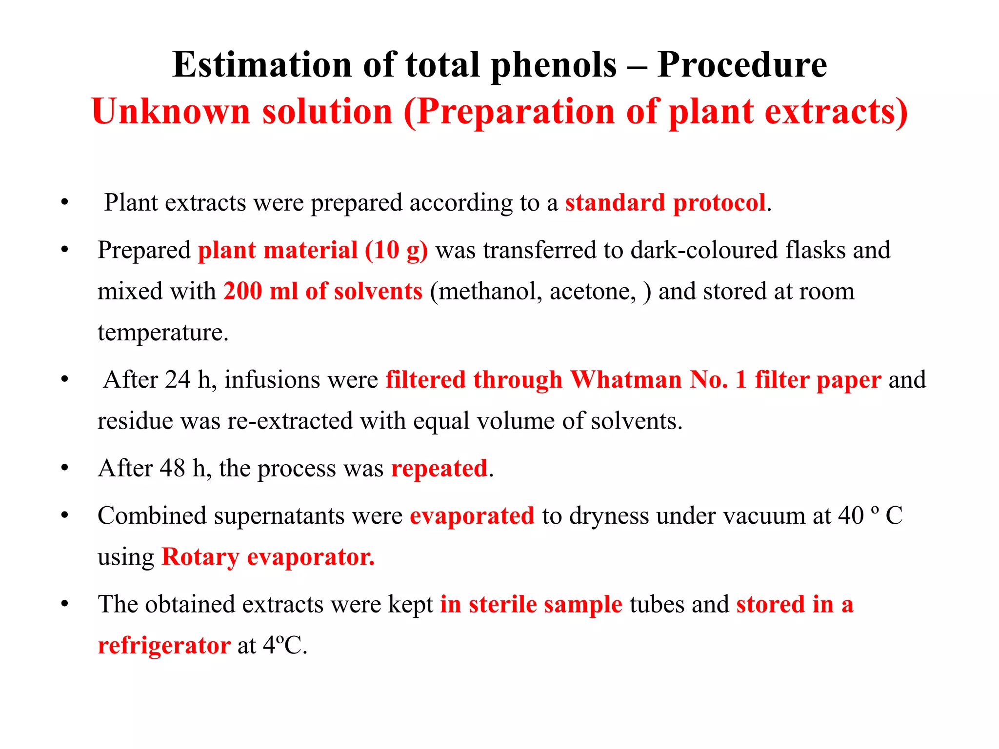 Estimation of total phenols | PPTX