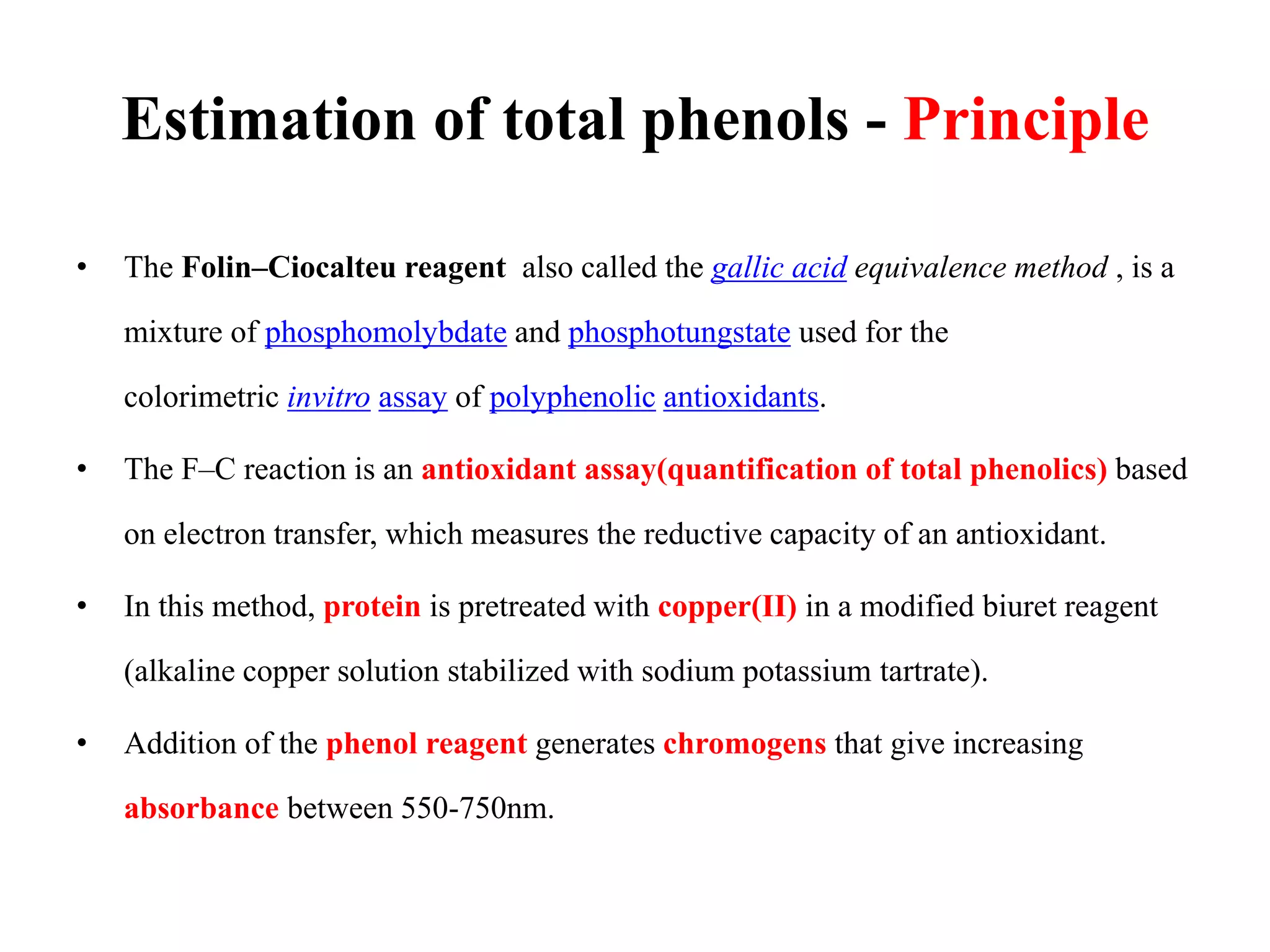 Estimation of total phenols | PPTX