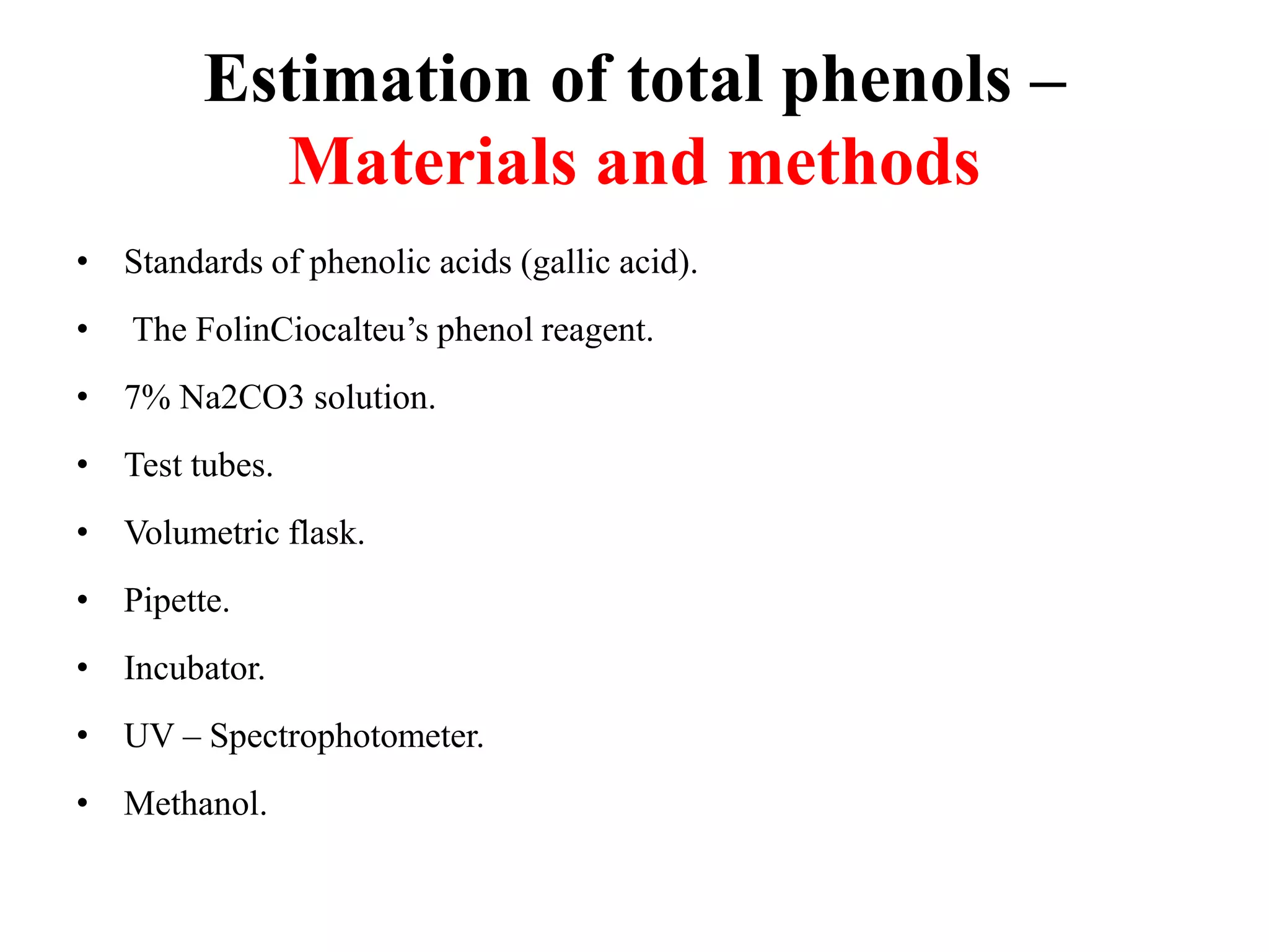Estimation of total phenols | PPTX