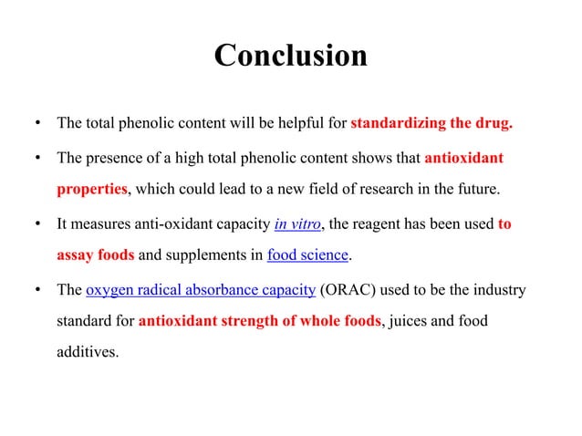 Estimation of total phenols | PPTX | Chemistry | Science