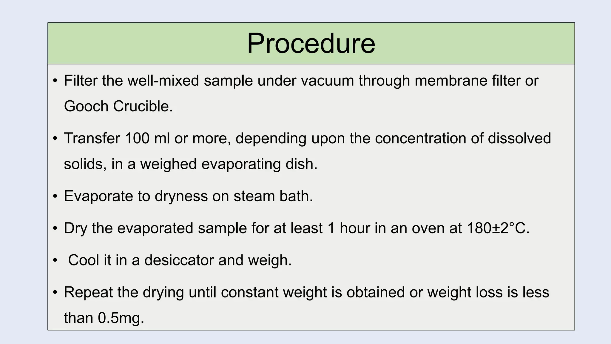 Estimation of total solids, total suspended solids and total dissolved ...