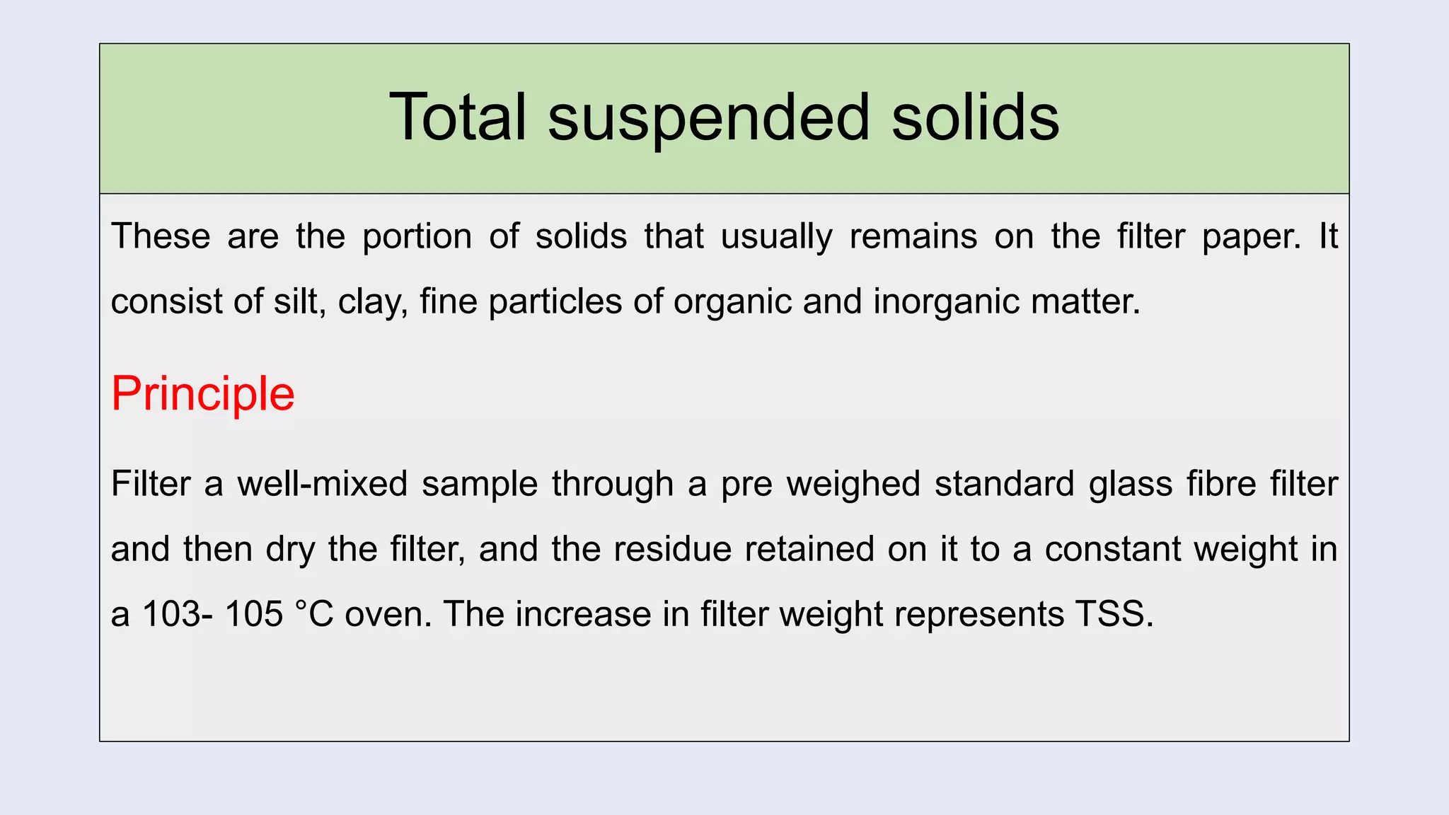 Estimation of total solids, total suspended solids and total dissolved ...