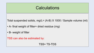 Estimation of total solids, total suspended solids and total dissolved ...