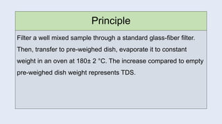 Estimation of total solids, total suspended solids and total dissolved ...