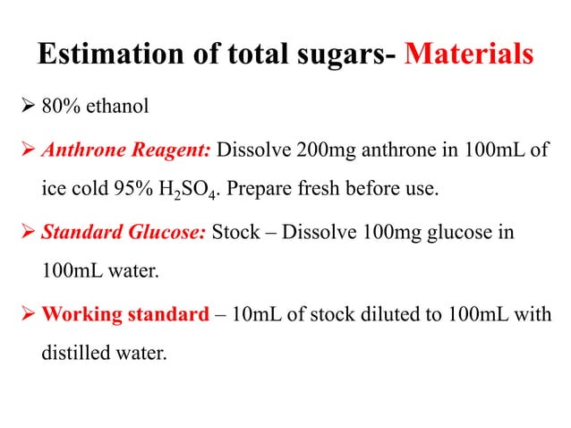 Estimation of total sugars | PPTX | Chemistry | Science